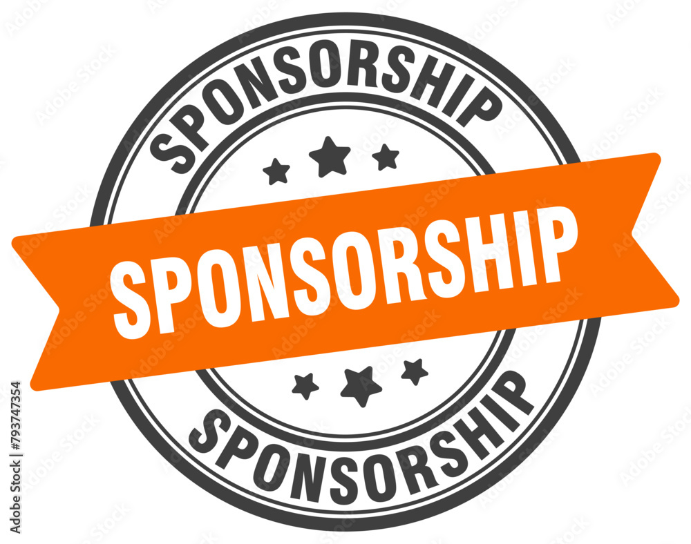 sponsorship stamp. sponsorship label on transparent background. round ...