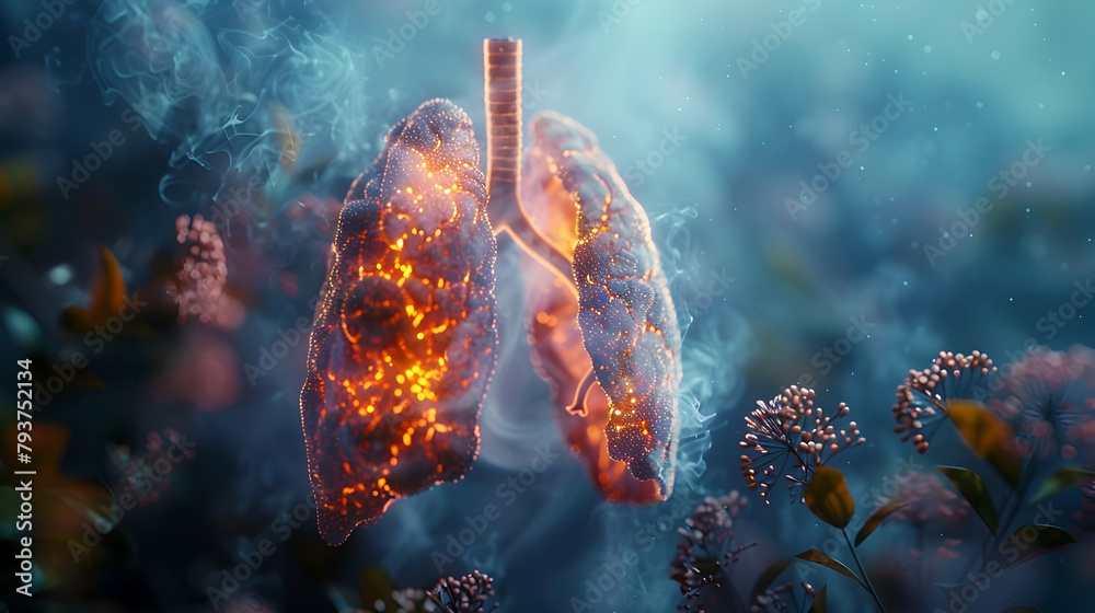 Detailed 3D of Lungs Affected by PM25 Air Pollution Exposure and ...