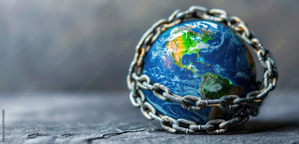 Metaphorical concept featuring a globe or planet Earth enveloped in ...