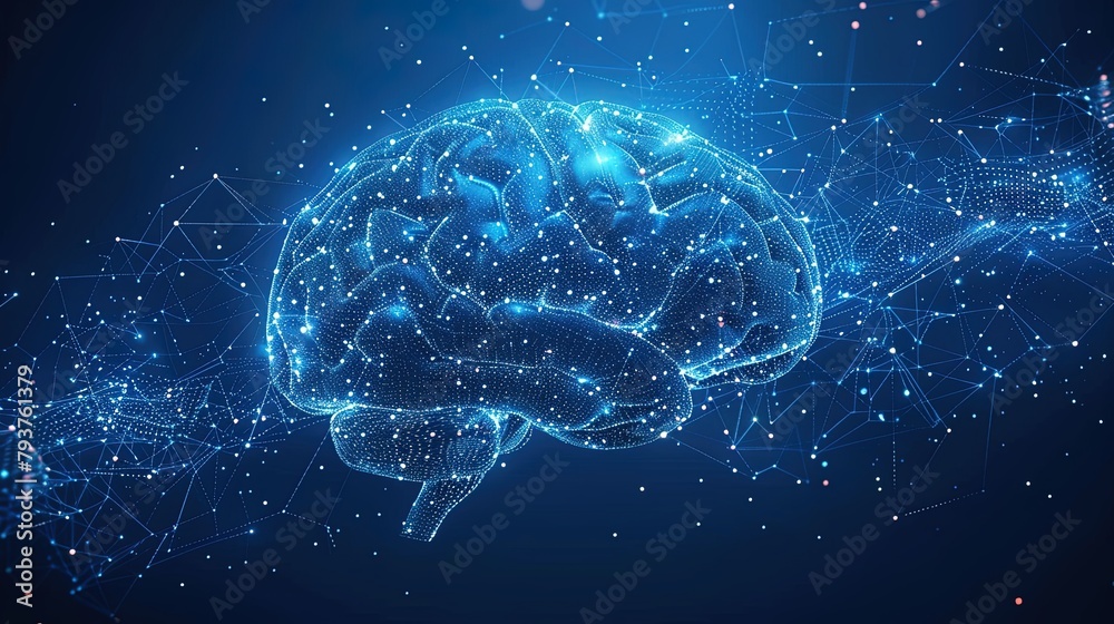 Technology driven human brain computer computing interface, abstract concept diagram of ...