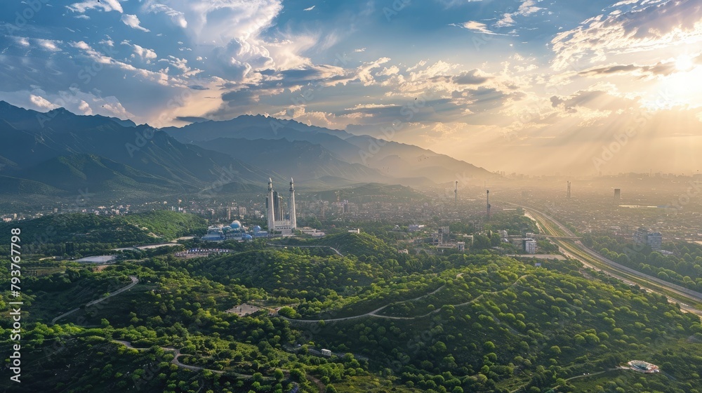 Aerial shot of Islamabad, the capital city of Pakistan showing the ...