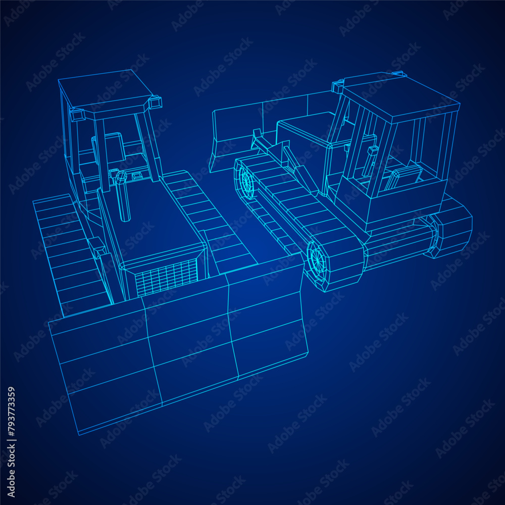 Big front-end loader bulldozer. Heavy equipment machine and ...