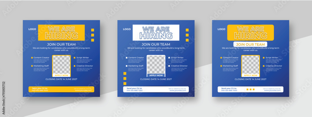 We are hiring job vacancy social media post banner design template. We ...