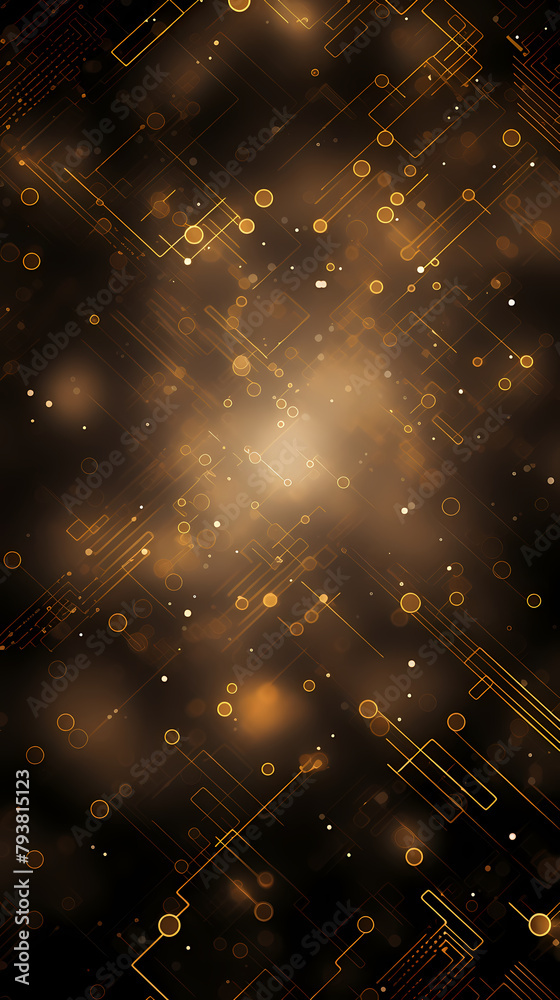 Featuring a series of interconnected golden brown circuit patterns ...