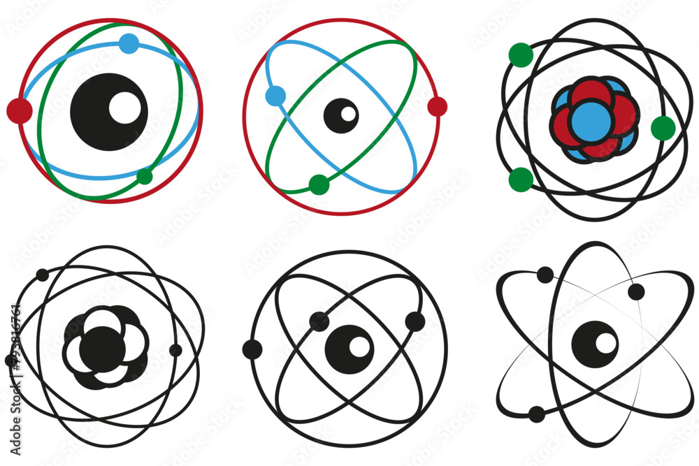simple atom symbol, molecule concept, structure of the nucleus, atom ...