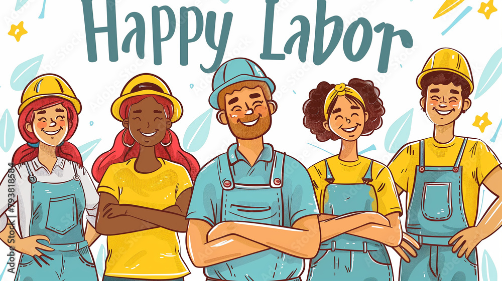 Group of workman people of different professions together. Happy Labor ...
