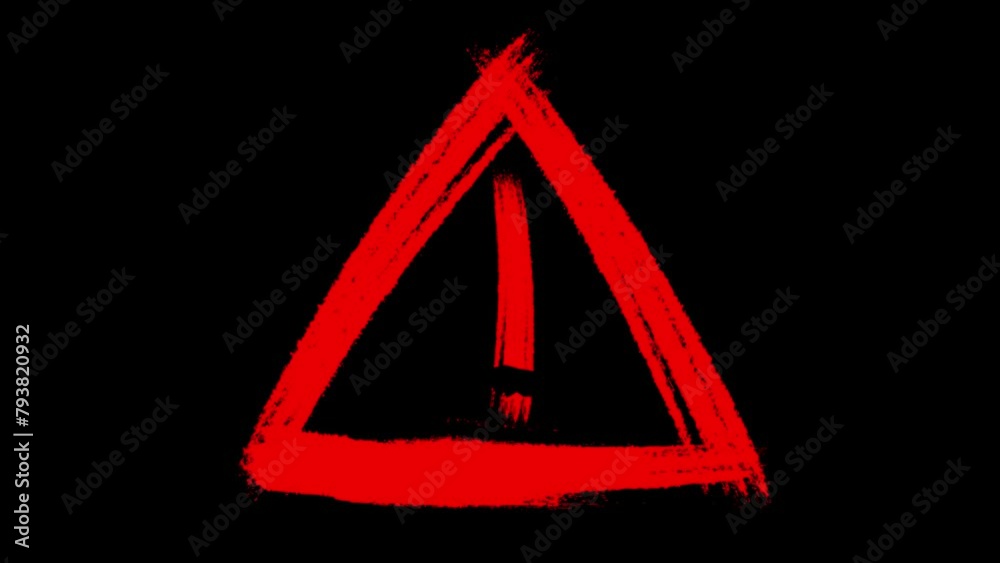 Attention Triangle Animated with Brush Stroke Hand Drawing Drawing ...