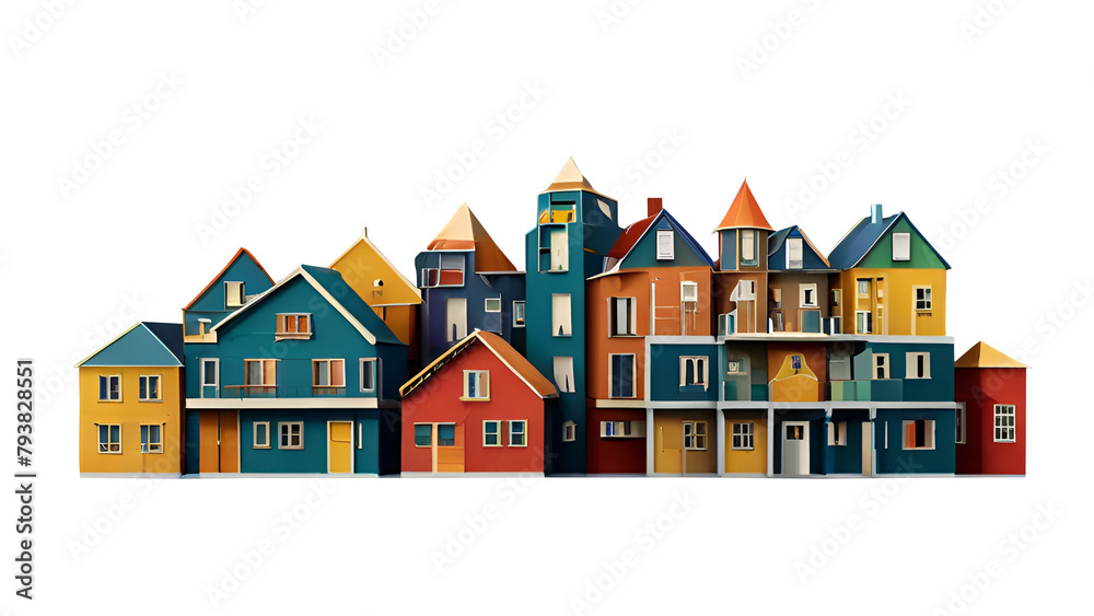 Colorful Houses png tangram house png Colorful Wooden Model Houses png ...