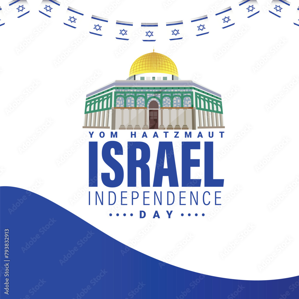 vector poster,banner of israel independence day with israel flag(om ...