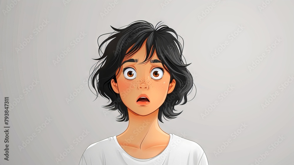 Poster An isolated graphic modern illustration depicts a scared ...