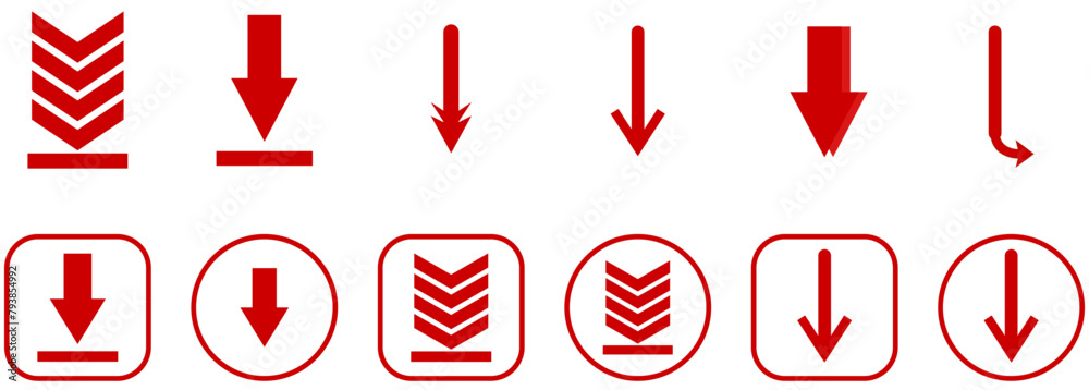 Red Arrow icon set isolated on white background. Trendy collection of ...