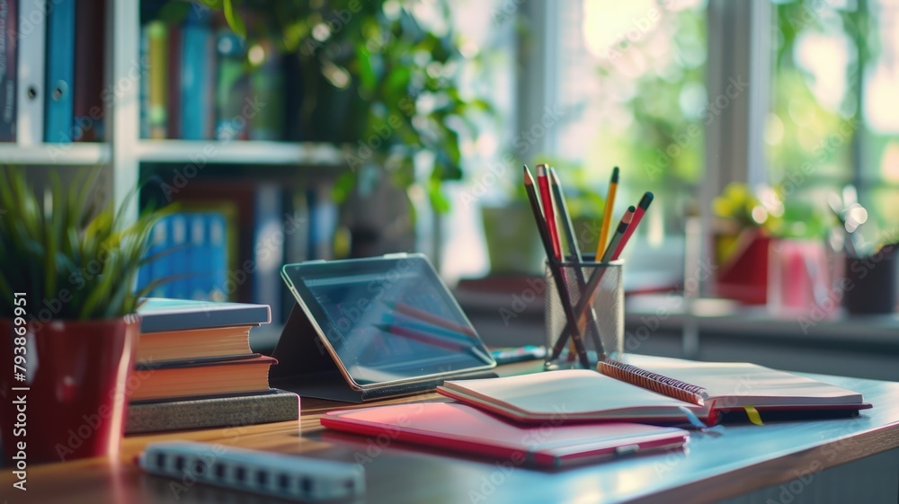 modern study area with a digital tablet, smartpen, and interactive ...