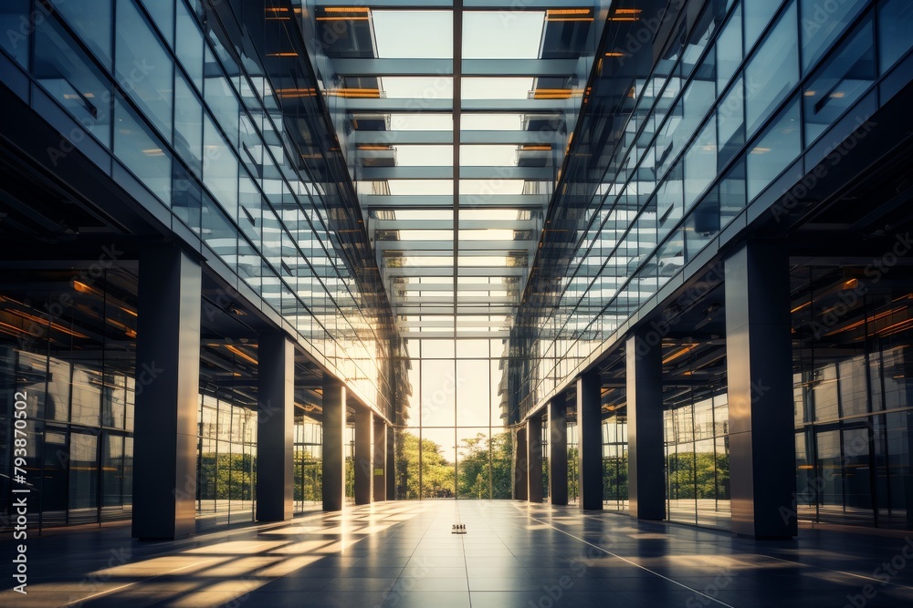 Modern U-shaped Office Building Structure with a Central Glass Atrium ...