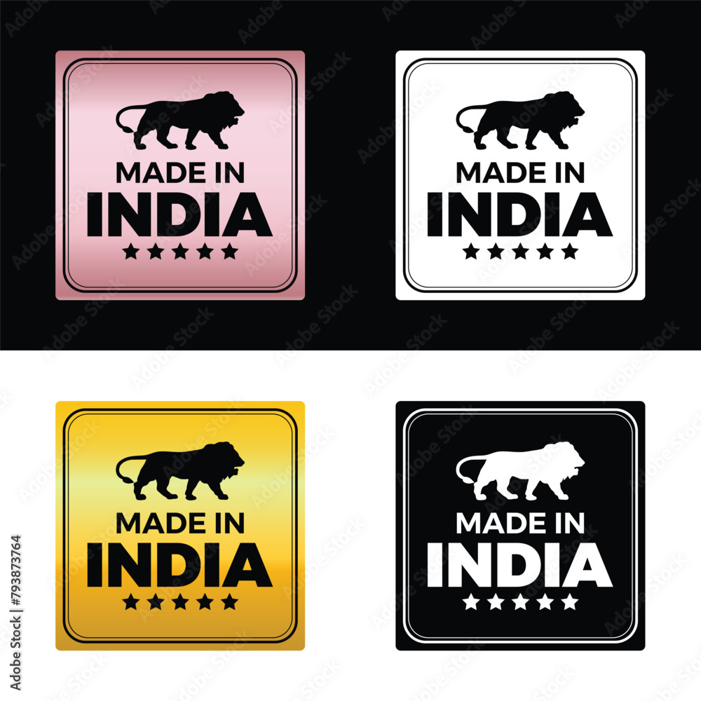 "Made in INDIA", Premium Quality, sticker label, icon, Emblem, logo ...