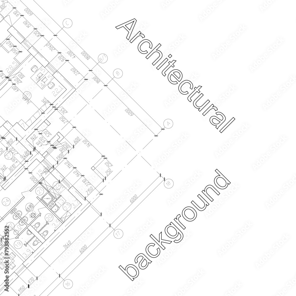 Architectural modern background. Detailed floor plan. Vector blueprint ...