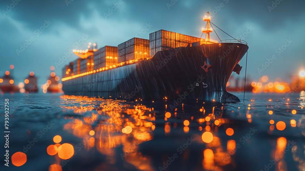 Container cargo ship global business logistics import export freight ...