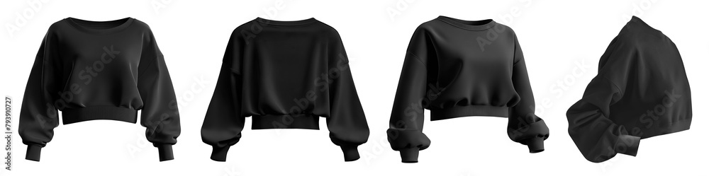 Set of black woman cropped oversized Drop Shoulder sweatshirt jumper ...