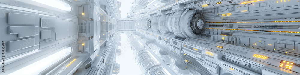 Scifi cyber space age material power charge chamber multifunctional background room.Sci-fi ...