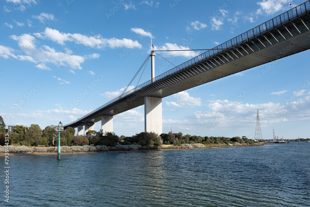 West gate bridge in Melbourne, a steel, box girder, cable-stayed bridge ...