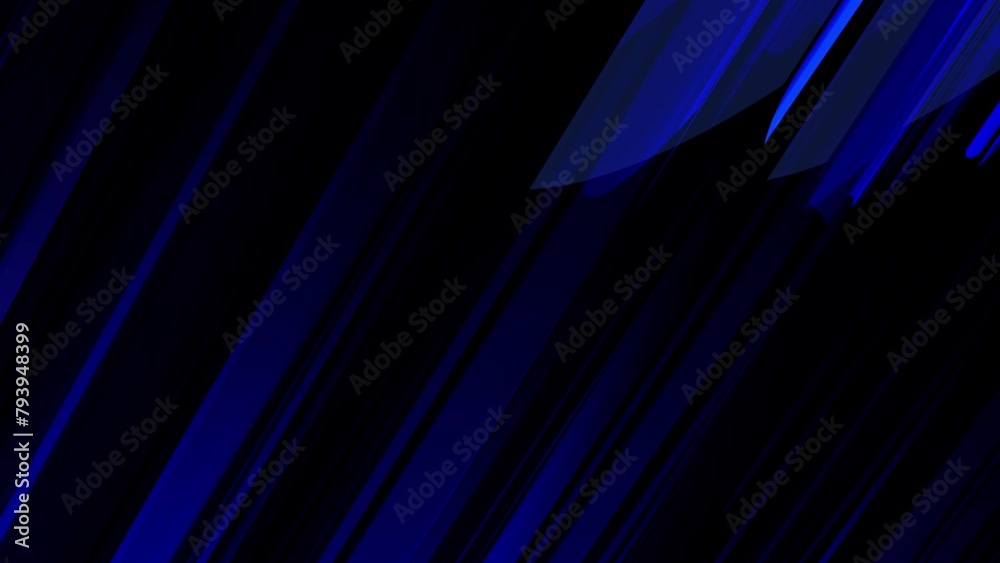Moving and evolving tilted parallel streaks of blue on dark blackground ...
