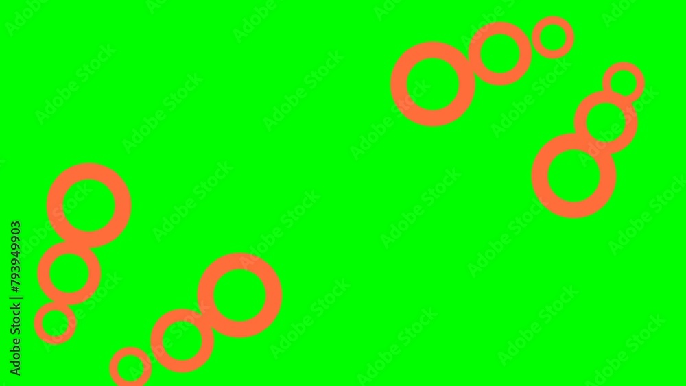 Circle transition on green screen. Triple red circles. Objects rotate ...