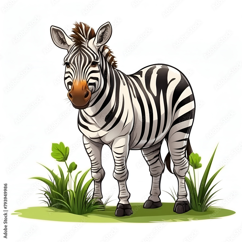 Zebra in cartoon style. Cute Zebra isolated on white background ...
