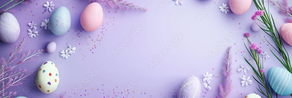 An inviting image capturing the essence of Easter with pastel eggs ...