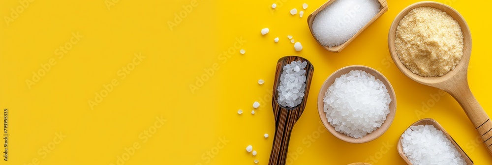Overhead shot showing a range of sugar types including coarse ...