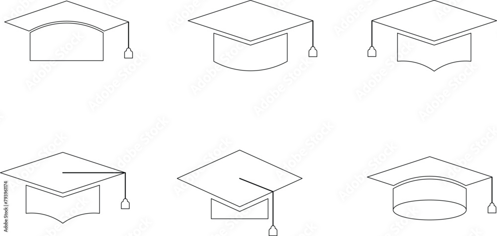 College graduation cap line art for international literacy day ...