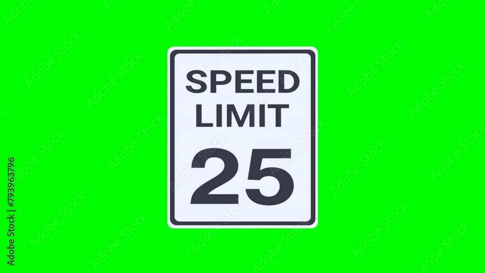 Appearance of a rectangular black and white 25 mph speed limit road ...