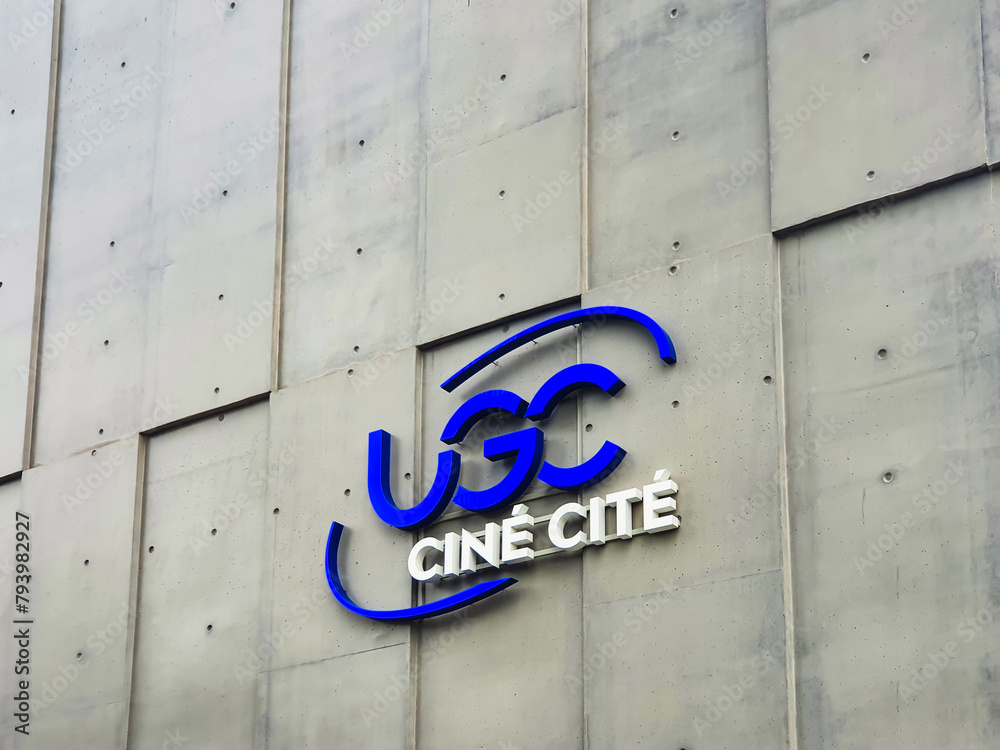 Bordeaux; France - 22 June 2023 - UGC cine cite sign logo hanging on ...