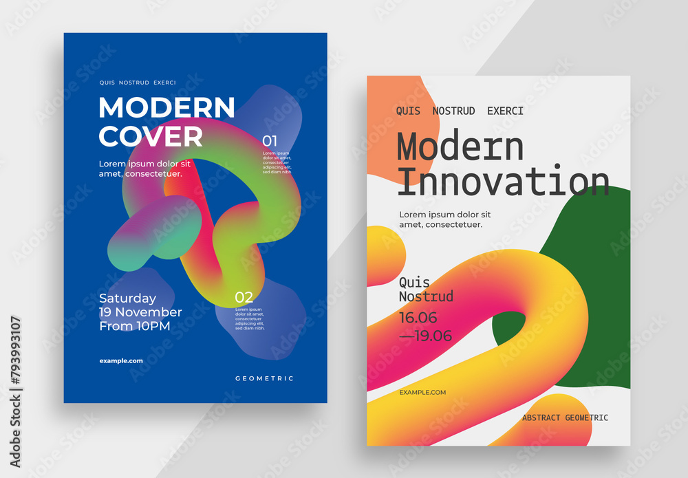 Modern Event Posters Layout with Gradients Shapes Stock Template ...