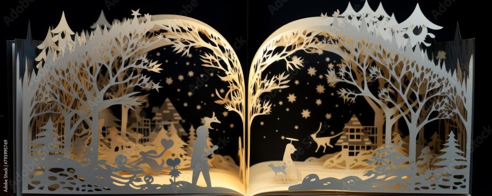 Storybook for children illustrated with detailed papercut art ...