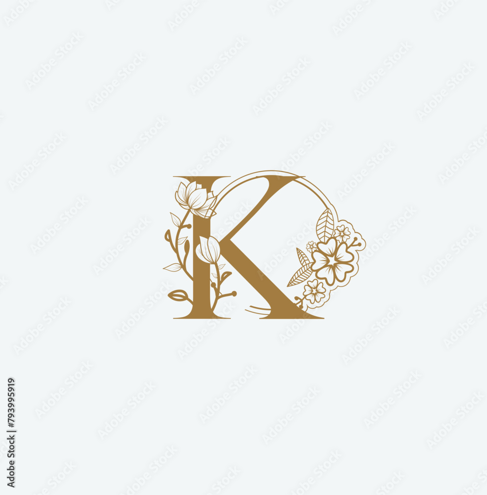 K Flower logo Wedding logo. Elegant monogram. Illustration of wedding ...