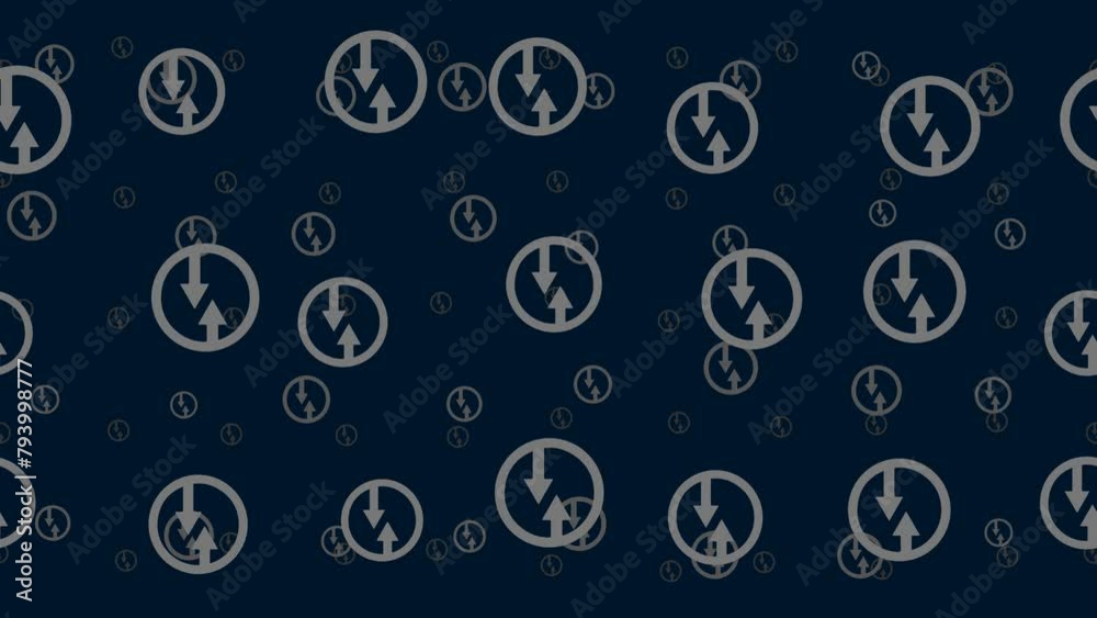 Advantage of oncoming traffic signs float horizontally from left to right. Parallax fly effect ...