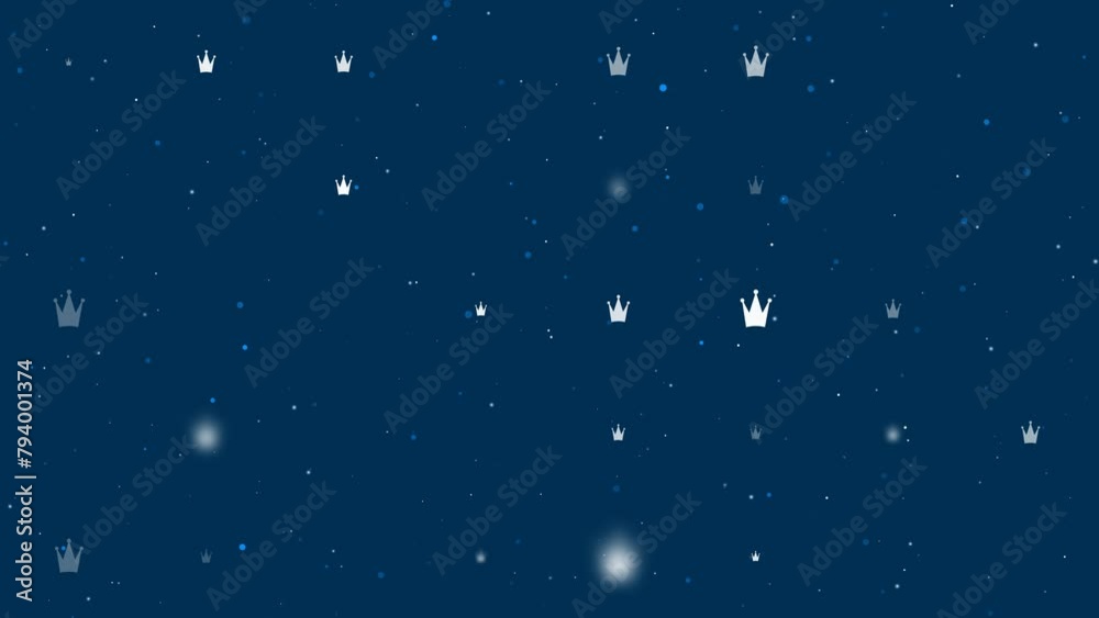 Template animation of evenly spaced crown symbols of different sizes ...