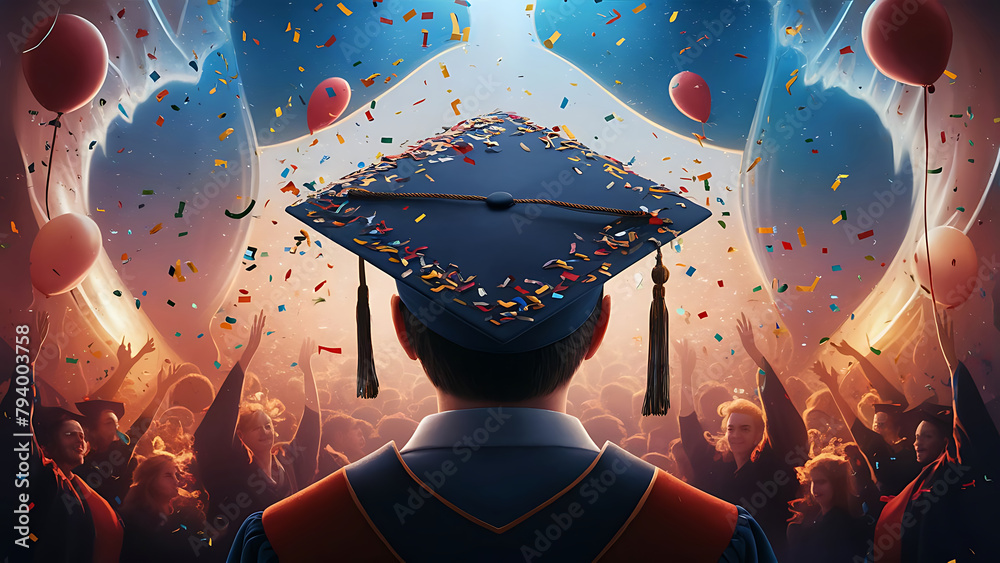 graduation complete man back view, graduation done, AI Generative Stock ...