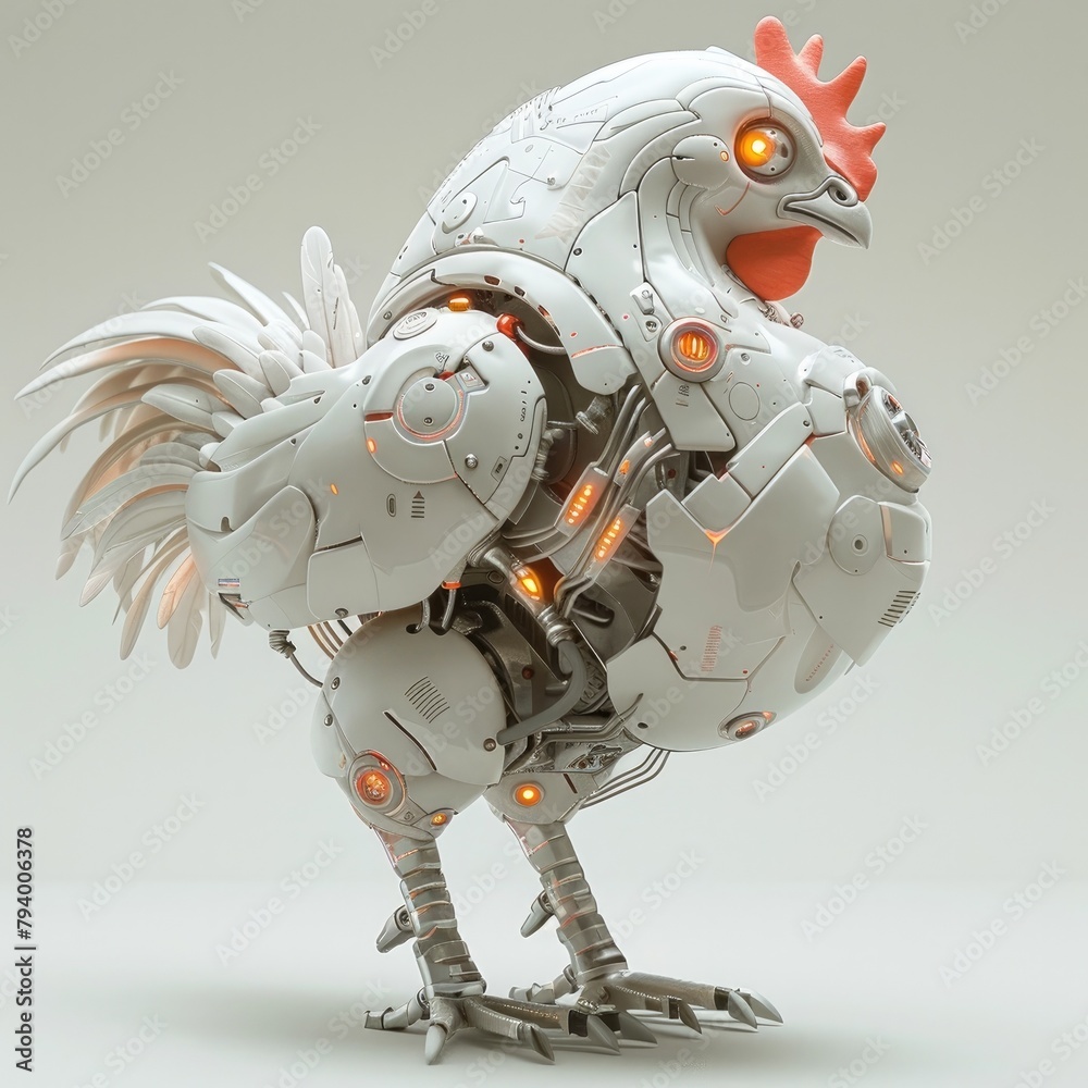 HighTech White Chicken A Fusion of Mechanical Precision and Avian Grace ...