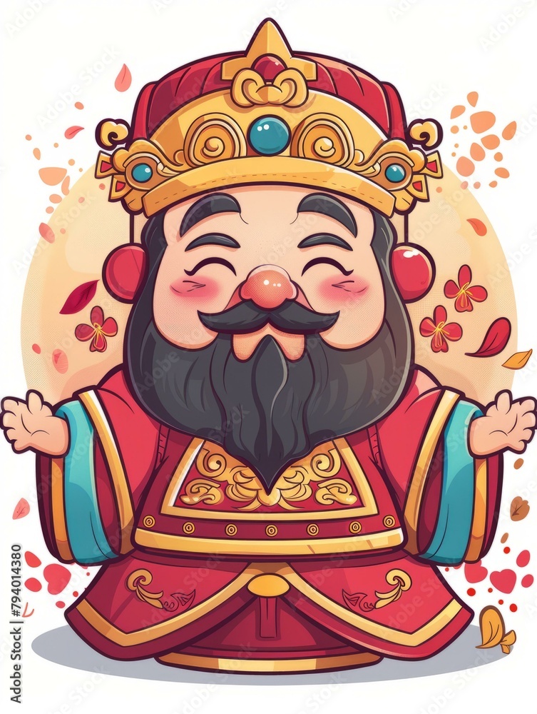 b'A cute cartoon illustration of Caishen, the Chinese God of Wealth ...