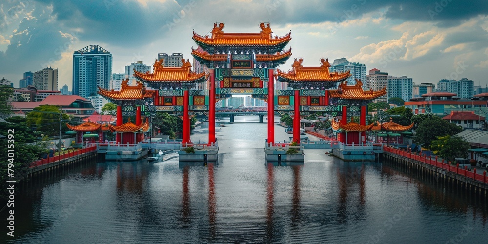 Binondo Chinatown Arch at the entrance from Jones Bridge over Pasig ...