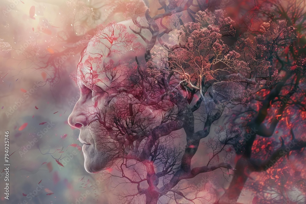 brain fog and memory loss concept tangled neuron connections digital ...