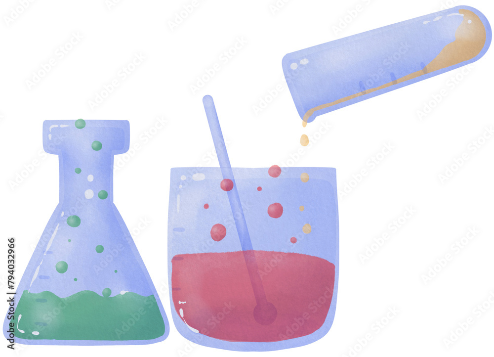 Cartoon science experiment,Fun lab reaction in a beaker Stock ...