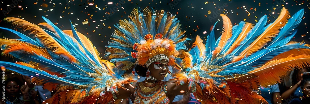 Samba parade during carnival, in which dancers wear magnificent ...