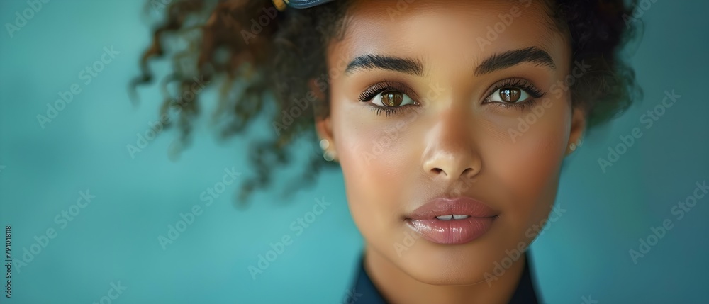 Portrait of a Mixed Race Female Police Officer in Uniform with Copy ...