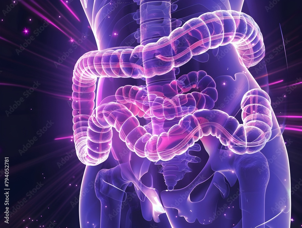 Glowing Digital Visualization of the Digestive System Affected by Crohn ...
