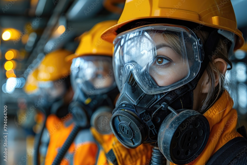 Visual guide depicting the proper use of ear protection and respirators ...