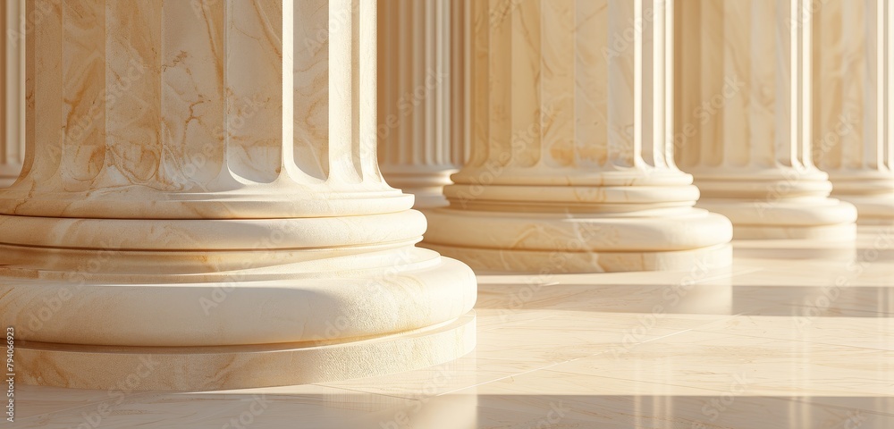 Classic Greek columns with detailed architecture on a clear day. Stock ...