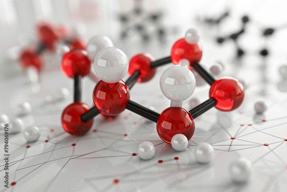 hydrogen peroxide molecule structural formula and 3d models on white ...