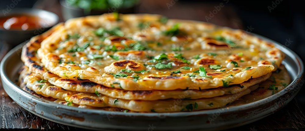 Traditional Indian paratha flaky buttery layers provide culinary ...