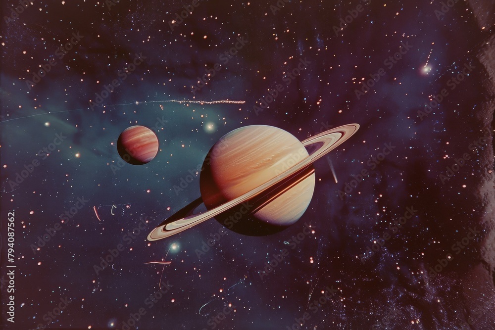 the planet Saturn in space in a horizontal format, Science-themed image ...